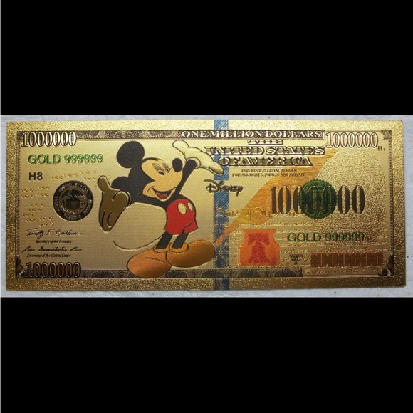 Disney | Toys | Mickey Mouse Walt Disney 00000 Note Novelty 24k Gold ...